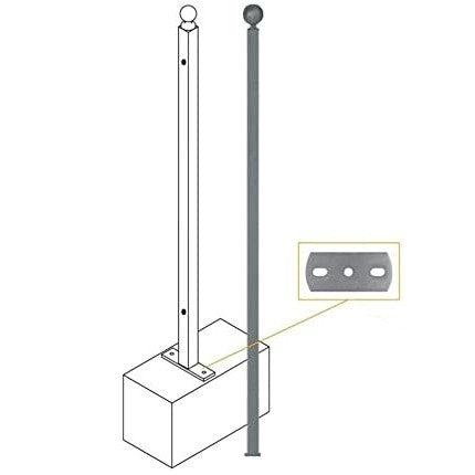 Caposaldo forato con piastra di fissaggio a 2 o 4 viti M10 con dado an ...